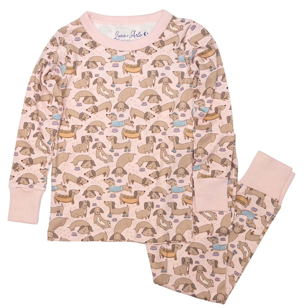 Dachshund Long Pajamas - Dusty Rose by Luna and Arlo – Magnolia Baby