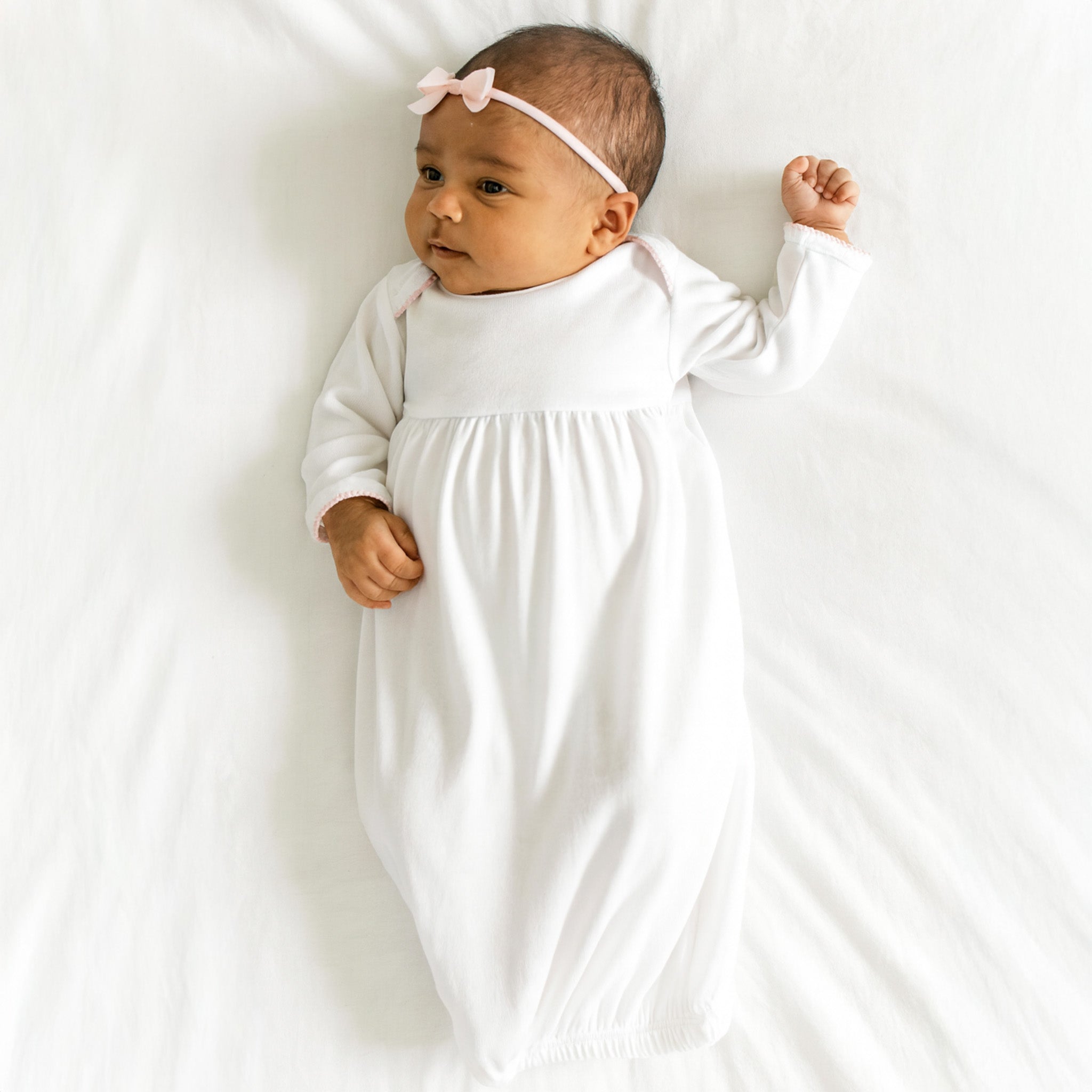 Magnolia Baby Girl Essentials Gown with Pink Trim