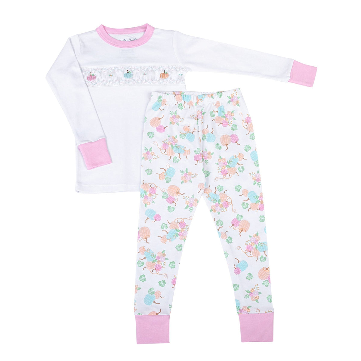 Magnolia Baby Girl Pumpkin Blush Smocked Long Pajamas
