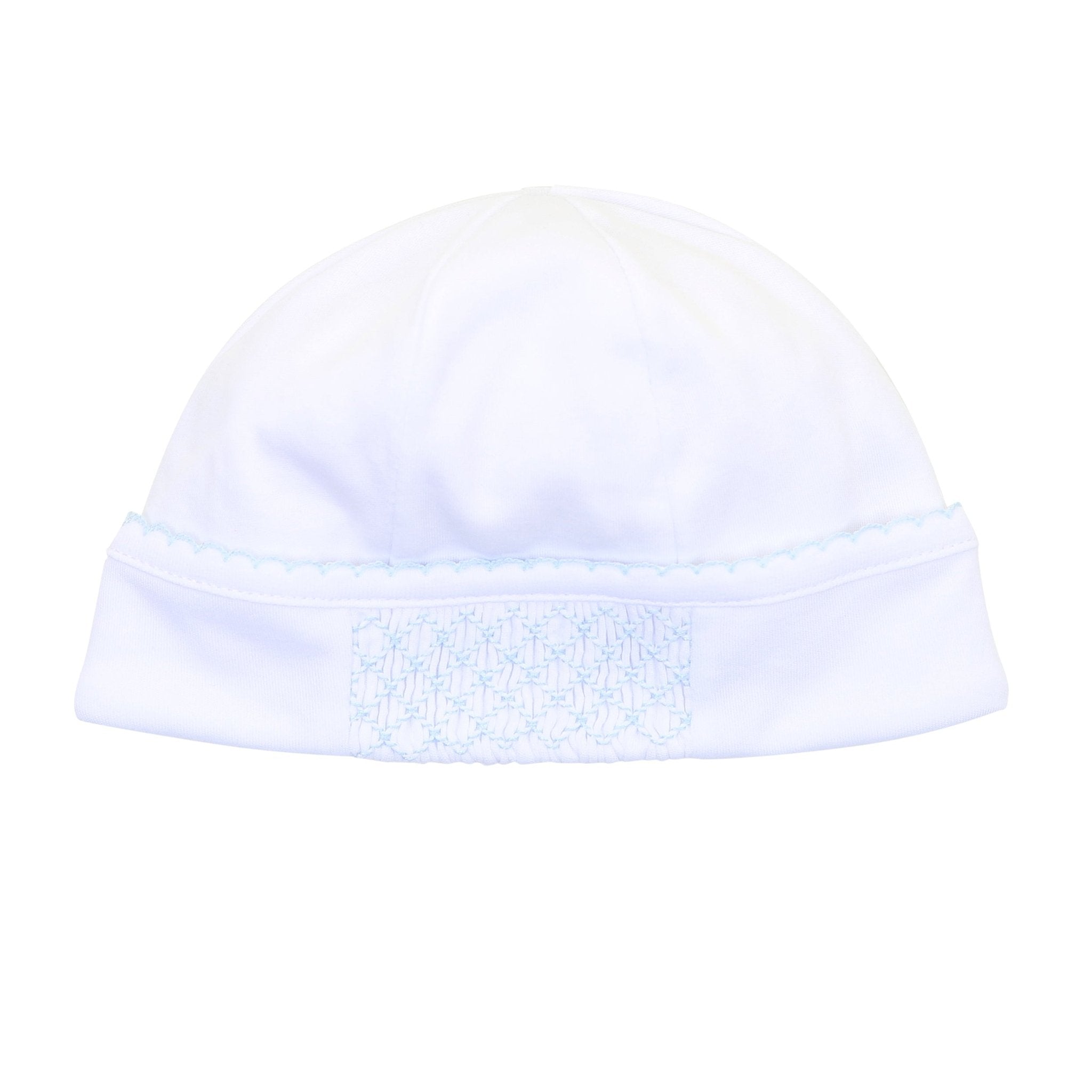 Solid Essentials White Blue Smocked Hat – Magnolia Baby